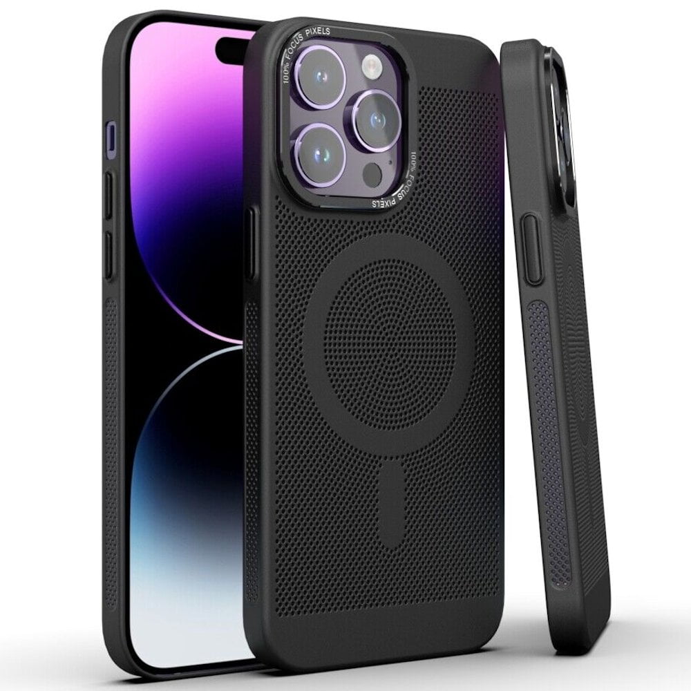 Perforated Heat Dissipation Case with MagSafe for iPhone 15 Pro - Black ...