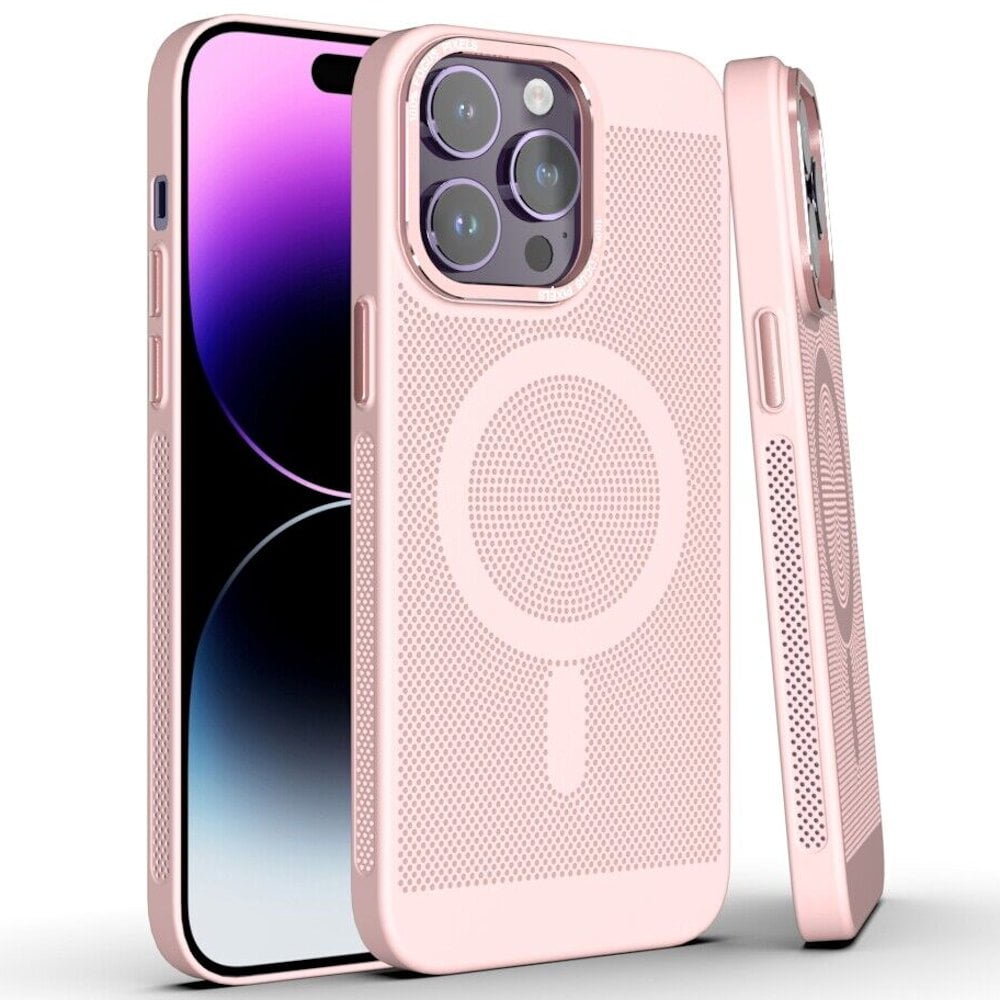 Perforated Heat Dissipation Case with MagSafe for iPhone 15 Pro - Pink ...