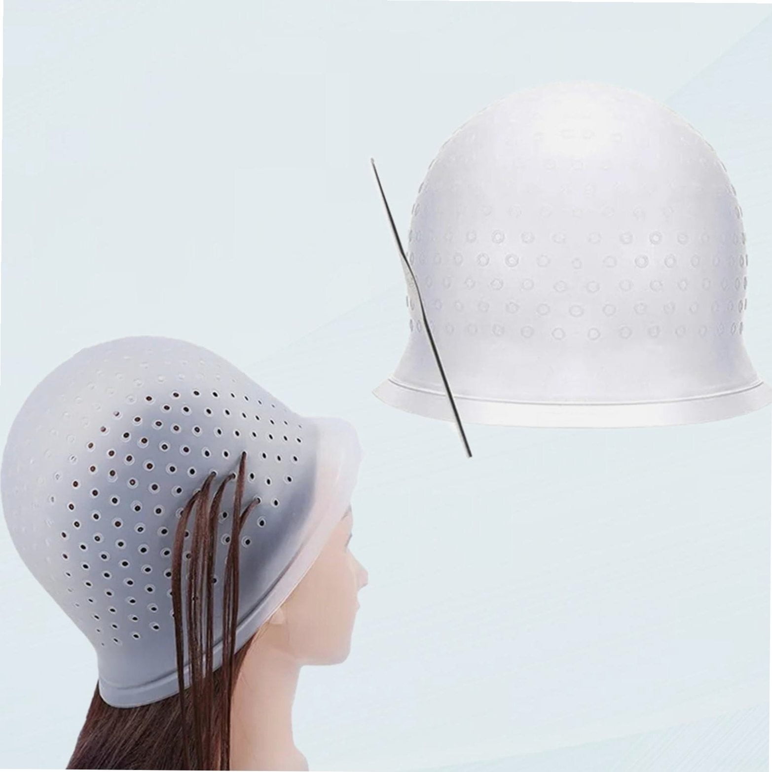 Perforated Highlight Cap and Hook Kit, Reusable Silicone Hair Highlight ...