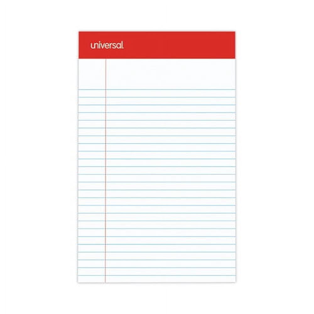 Perforated Ruled Writing Pads, Narrow Rule, Red Headband, 50 White 5 X ...