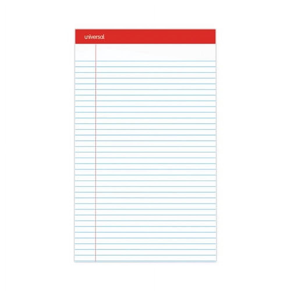 Perforated Ruled Writing Pads, Wide/legal Rule, Red Headband, 50 White ...