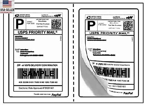 Perforated Shipping Labels Round Corner 2 Labels Per Sheet Laser/Inkjet ...