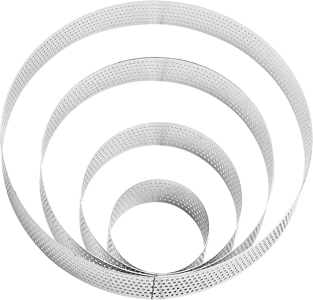 Perforated Tart Ring Set - Stainless Steel Pastry Rings for Baking ...