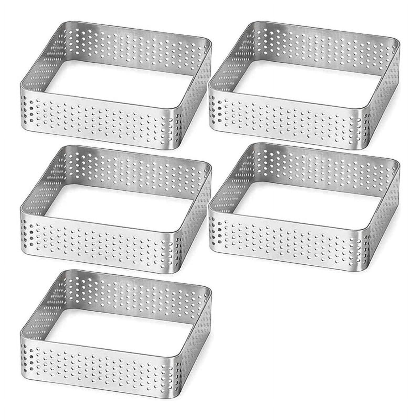 Perforated Tart Ring Stainless Steel Tartlet Molds Square Shape Mould ...