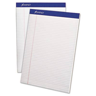Perforated Writing Pads, Narrow Rule, 8.5 x 11.75, White, 50 Sheets ...