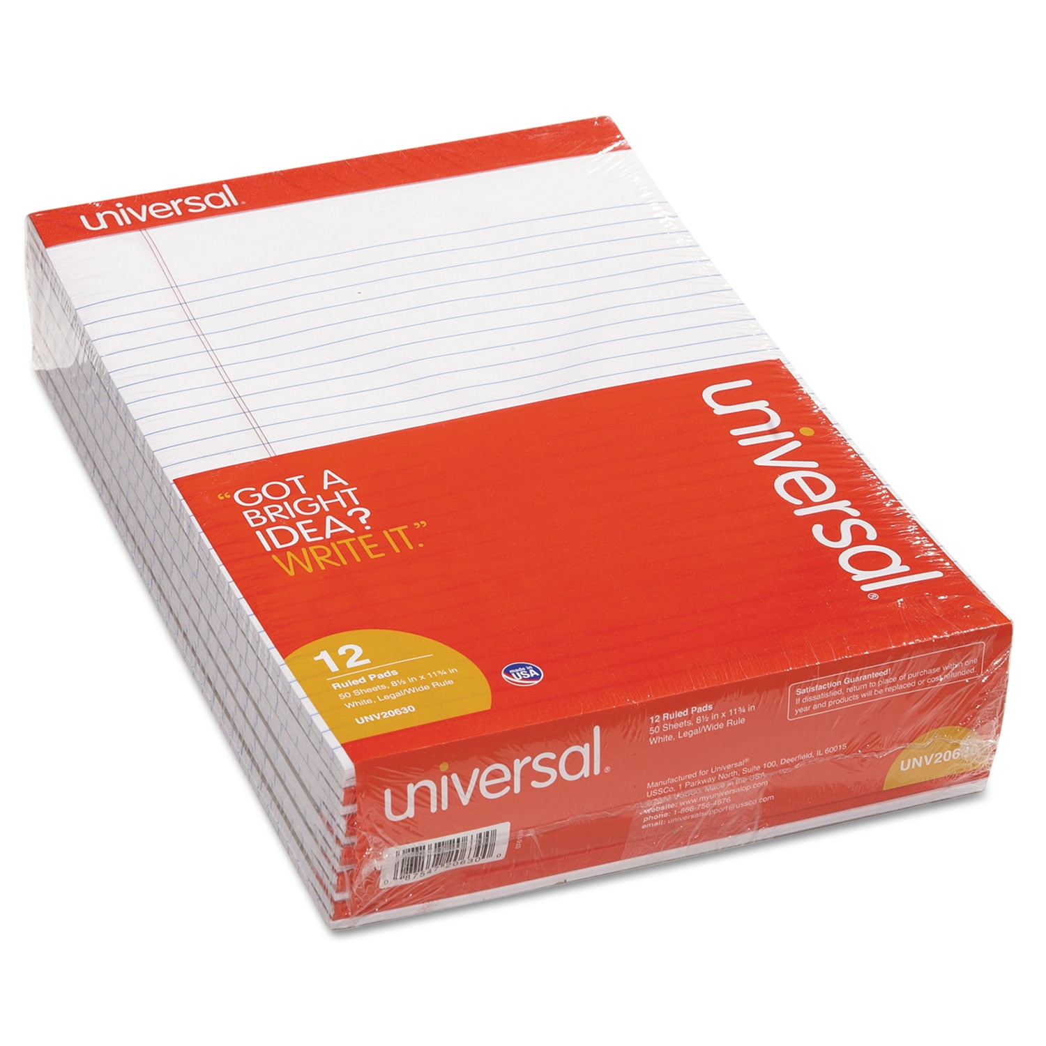 Walmart Perforated Writing Pads, 8.5 x 11.75, White, 50 Sheets, Wide ...
