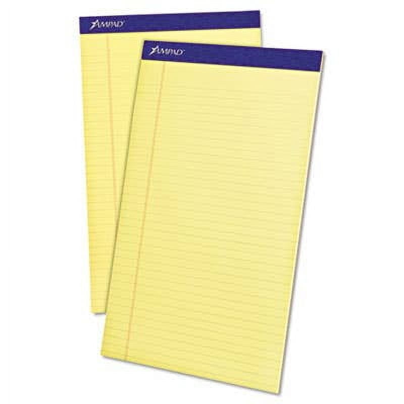 Perforated Writing Pads, Wide/Legal Rule, 8.5 x 14, Canary, 50 Sheets ...