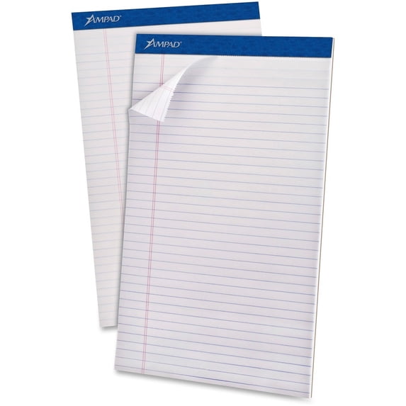 Ampad Perforated Writing Pad 8 1/2 x 14 White 50 Sheets Dozen 20330 ...