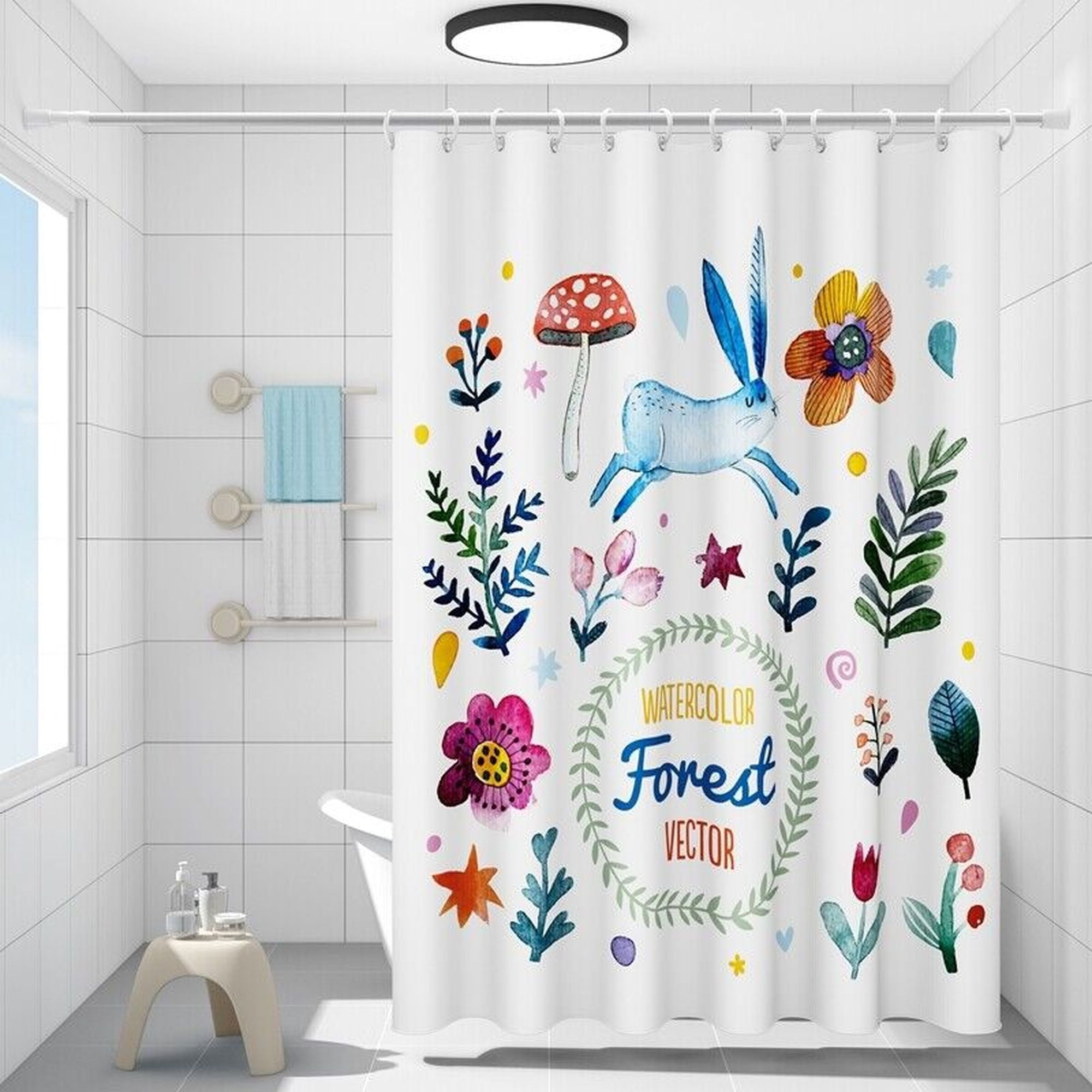 Cartoon Shower Curtain Set - Fun and Colorful Bathroom Decor No ...
