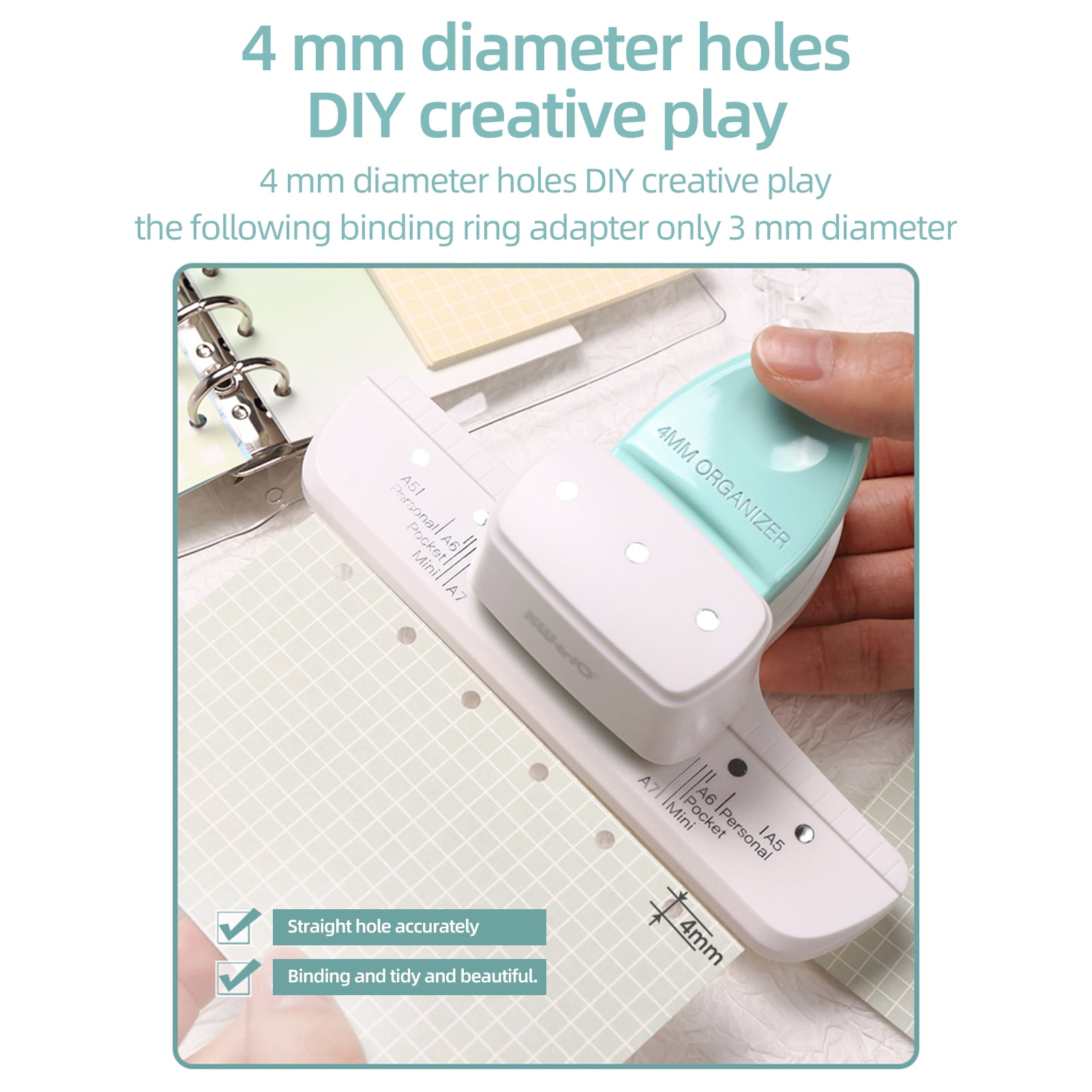 Perforator,LoosePunch Puncher A8 / A6/ A5 Size 8 Punch Daily Planner ...