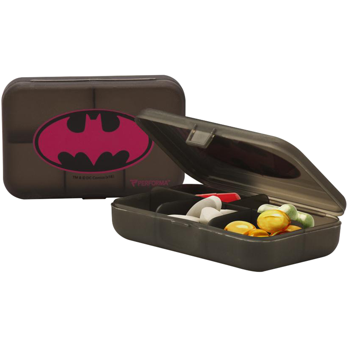 Performa Daily Pill Container Case - Pink Batman - Dishwasher safe and ...