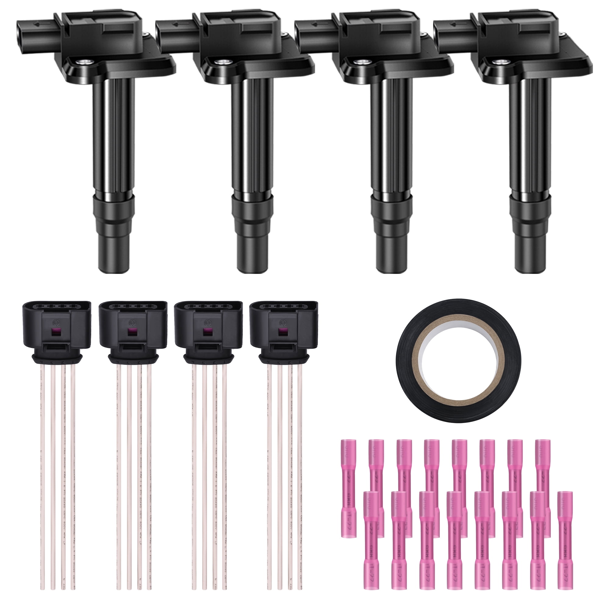 Performance Master Set of 4 Ignition Coils Pack & Pigtail Connector ...