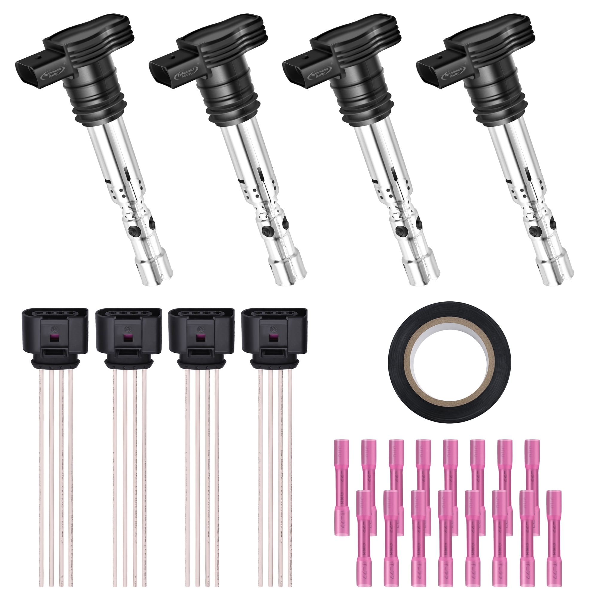 Performance Master Set of 4 Ignition Coils Pack & Pigtail Connector ...