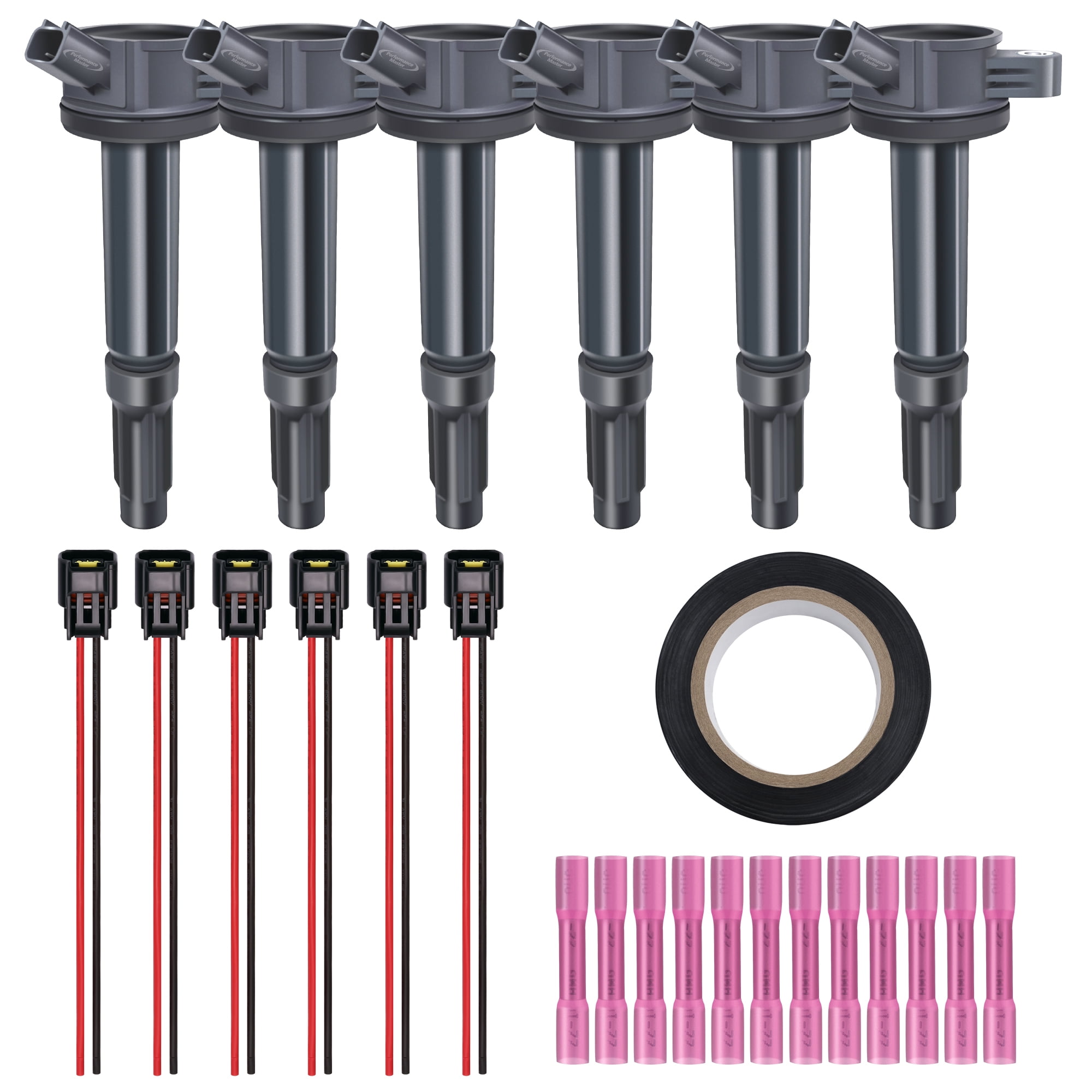 Performance Master Set of 6 Ignition Coils & Pigtail Connector Wiring ...