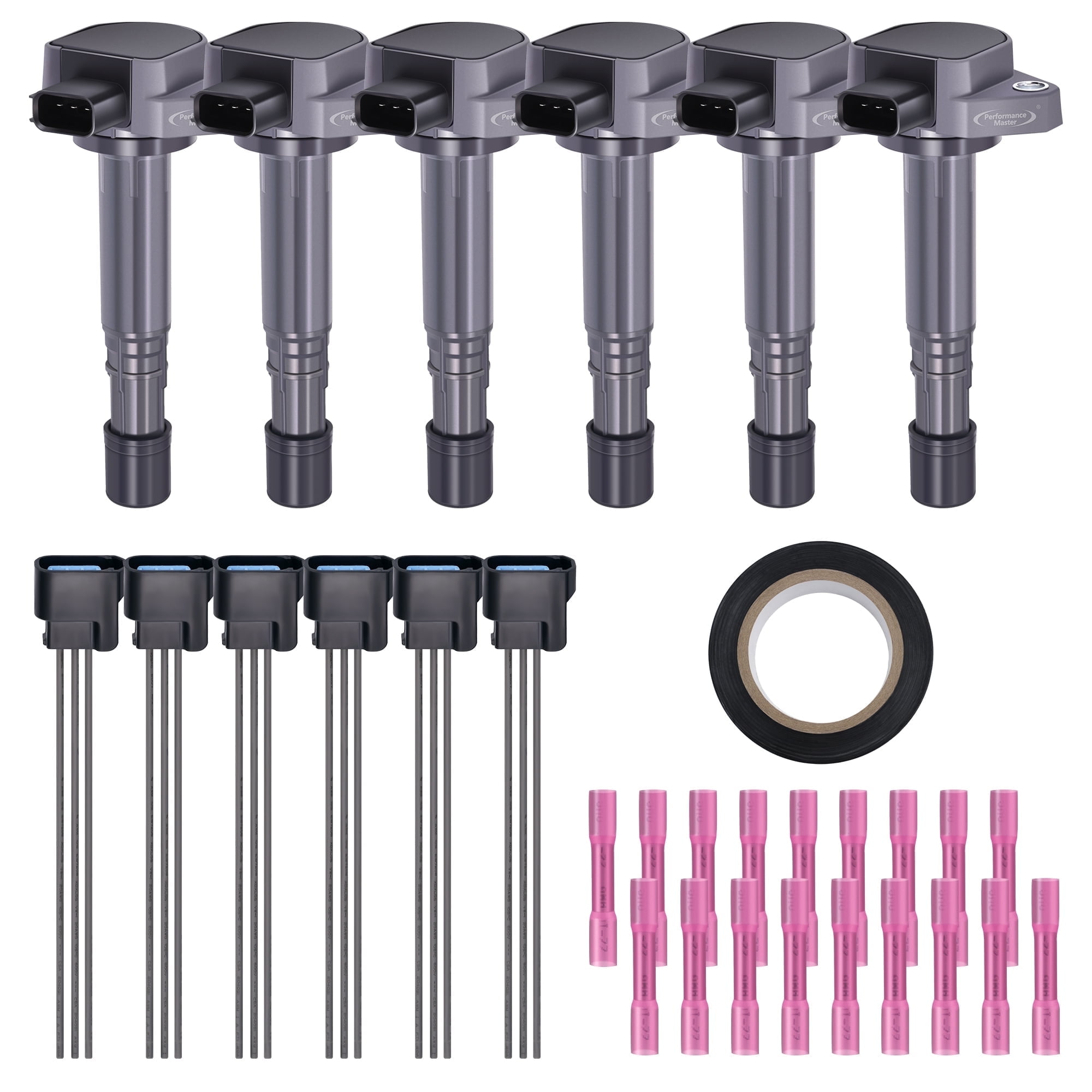 Performance Master Set of 6 Ignition Coils & Pigtail Connector Wiring ...