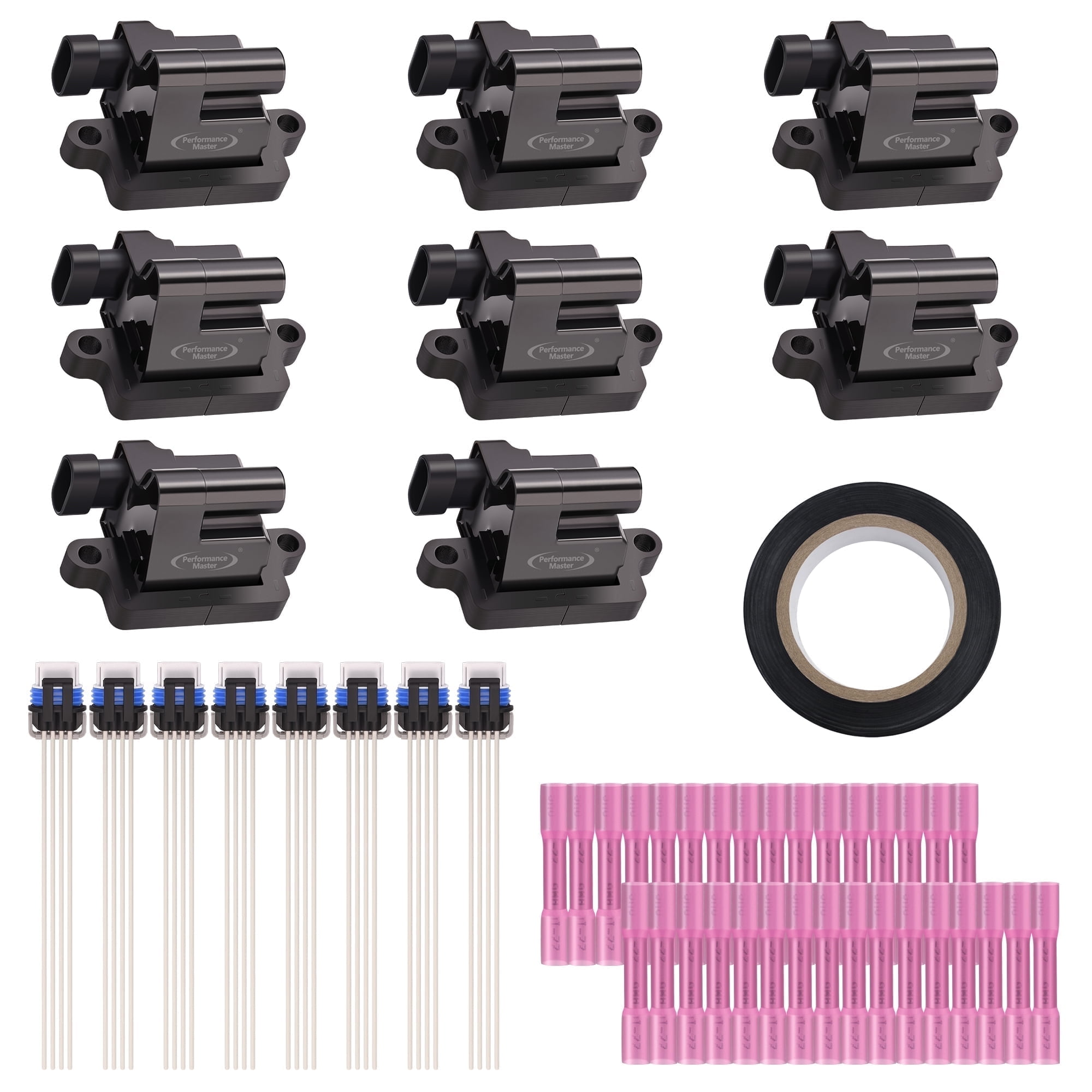 Performance Master Set of 8 Ignition Coils & Pigtail Connector Wiring ...