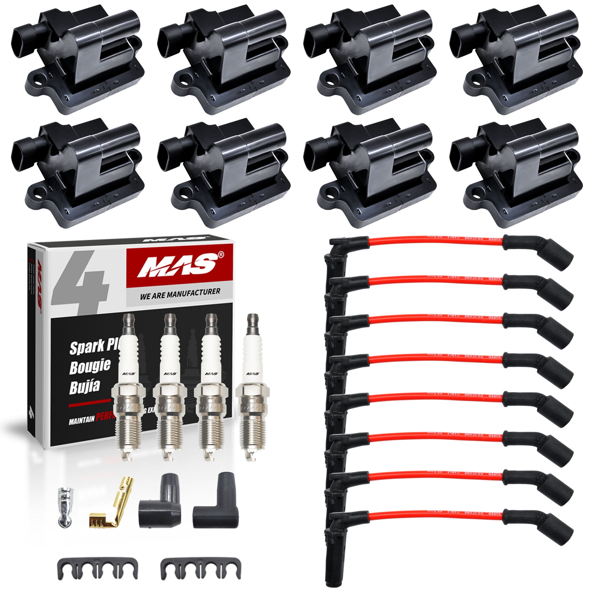 Performance Master Set of 8 UF271 Square Ignition Coil & Spark Plug ...