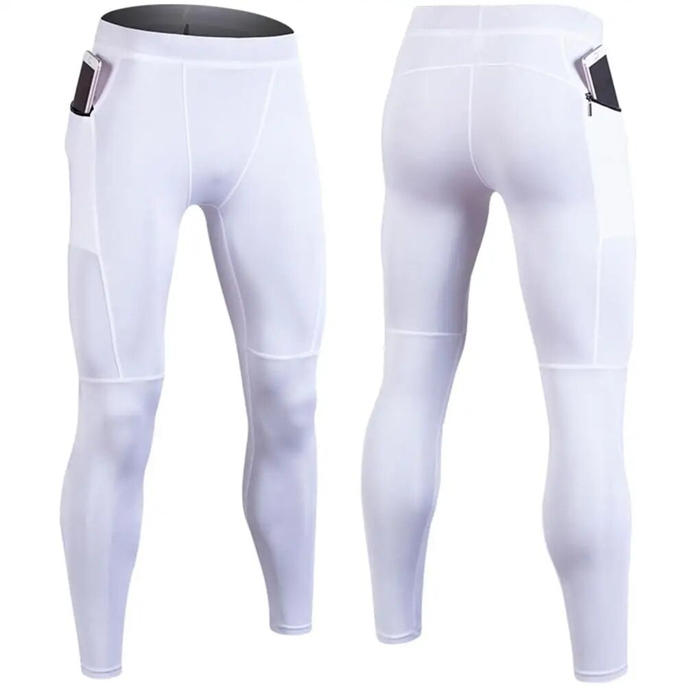 Performance Running Tights Men Compression Pockets Leggings Cargo pants ...