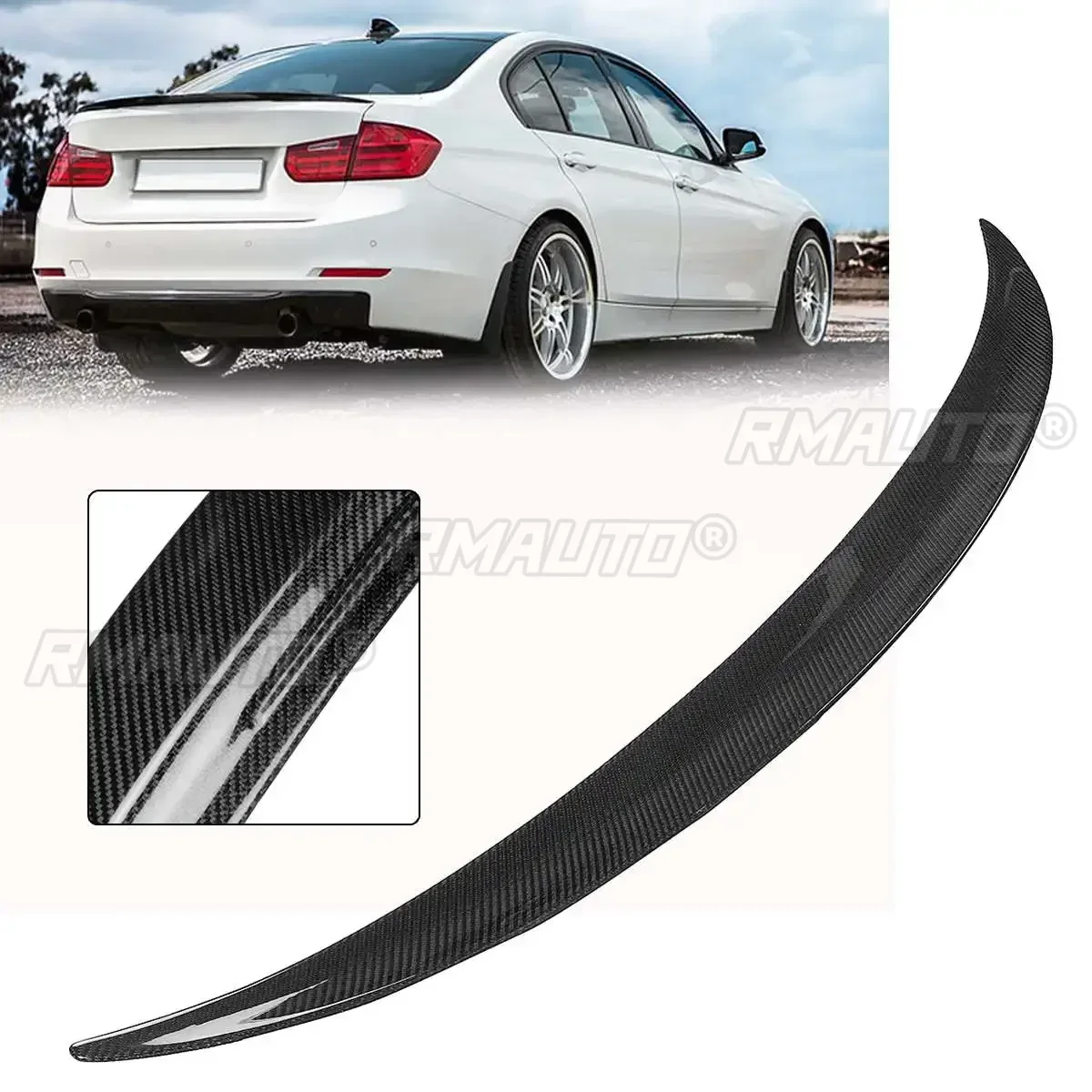 Performance Style Real Carbon Fiber Car Rear Trunk Wing Extension Lip ...
