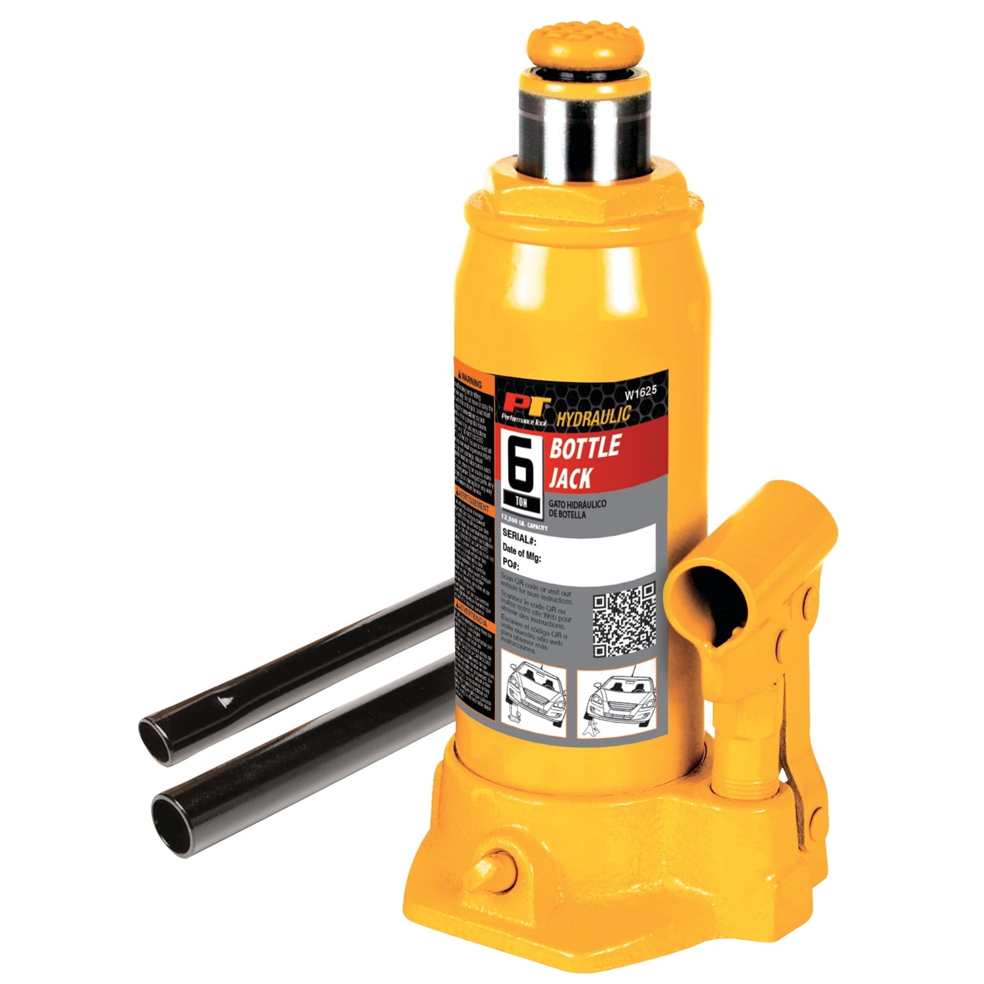 Performance Tool W1625 6-Ton (12,000 lbs.) Heavy Duty Hydraulic Bottle ...