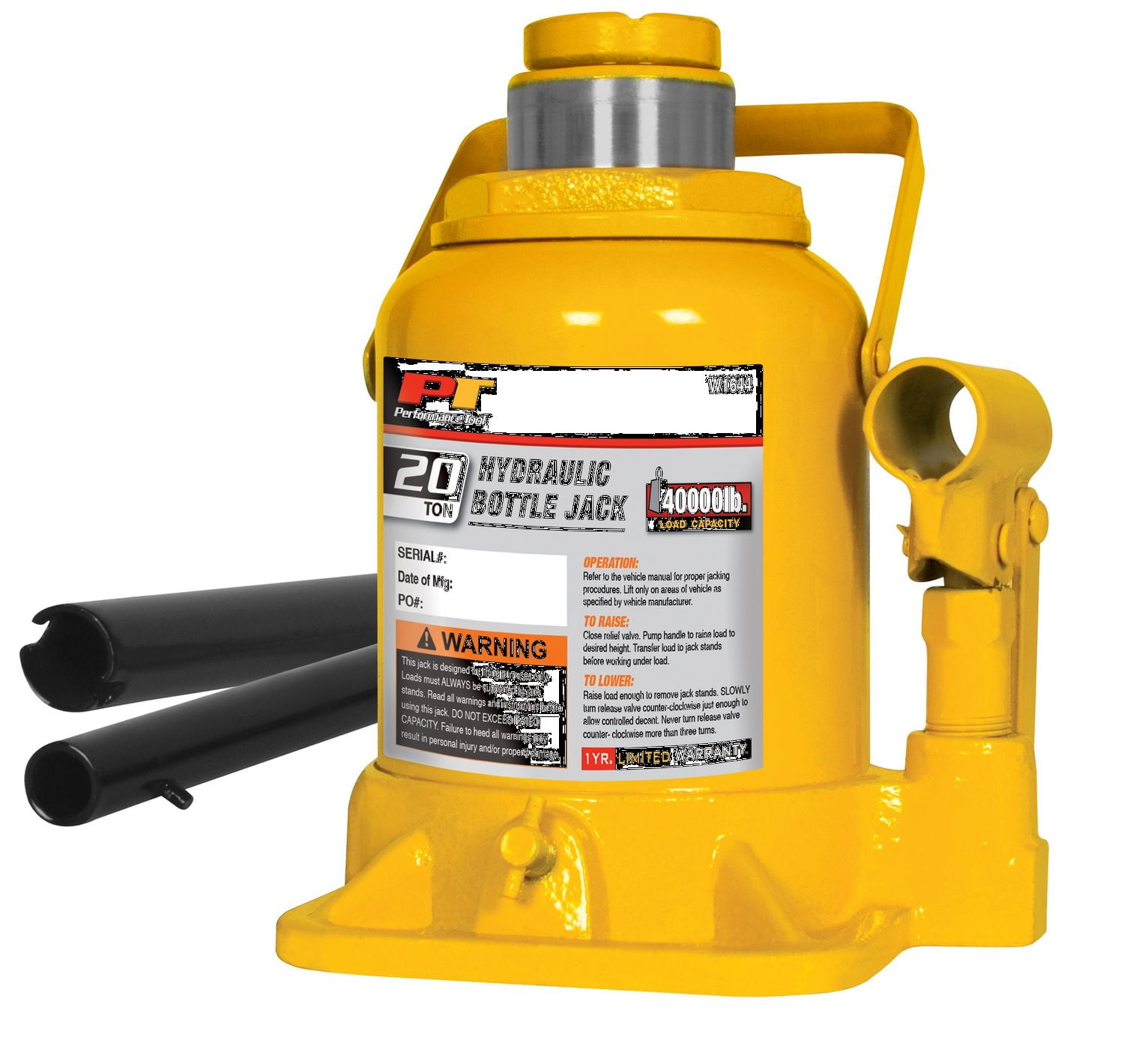 Performance Tool W1644 20 Ton Shorty Bottle Jack - Walmart.com
