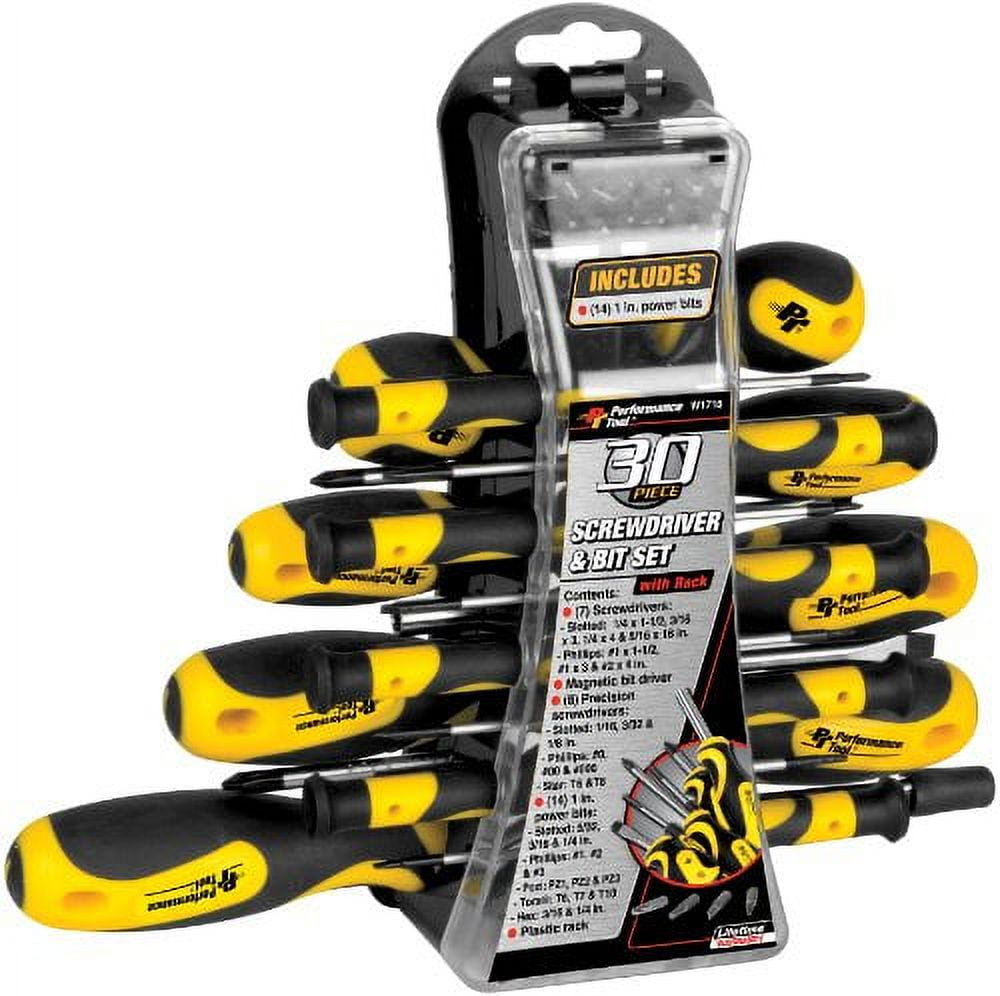 Performance Tool W1718 Screwdriver Set with Rack, 30-Piece - Walmart.com
