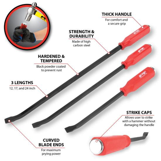 Perform Tool W2023 Pry Bar Set with Strike Cap - 3 Piece - Walmart.com