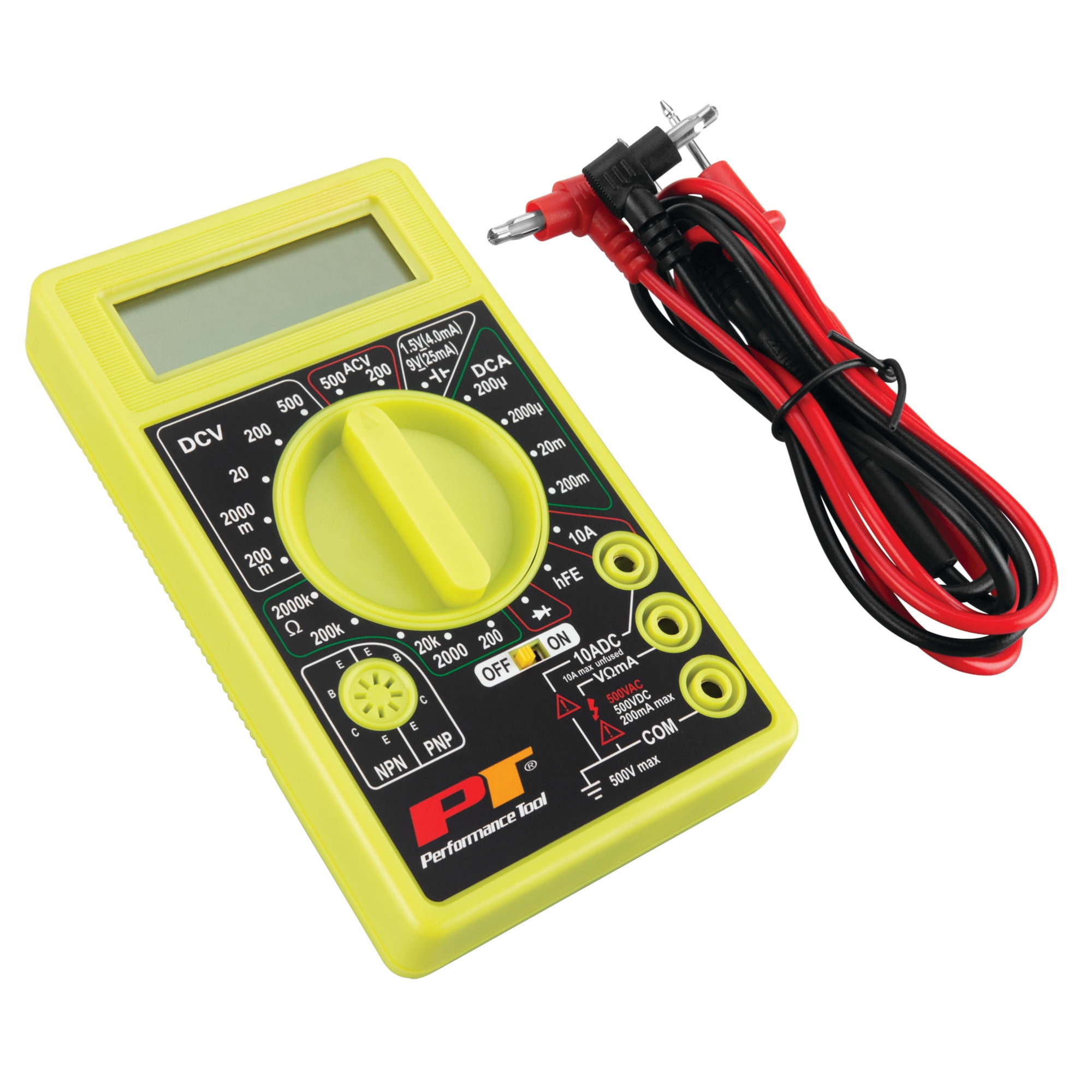 Performance Tool W2974 Digital Multimeter Tester 2000 Counts with AC DC ...