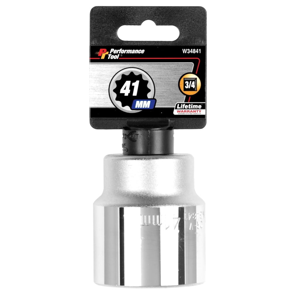 Performance Tool W34841 Chrome Socket, 3/4 Drive, 41mm, 12 Point ...