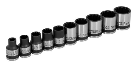 Performance Tool W38194 10 Piece 3/8 Inch Drive Spline Socket Set ...