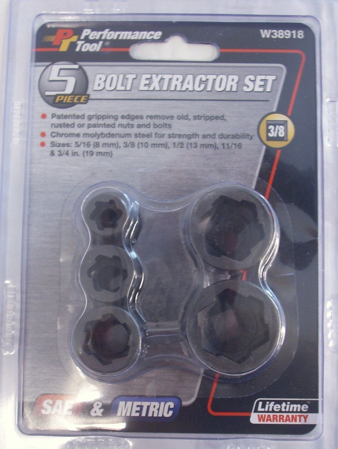 Performance Tool W38918 5pc 3/8" Dr Bolt Extractor Set - Walmart.com