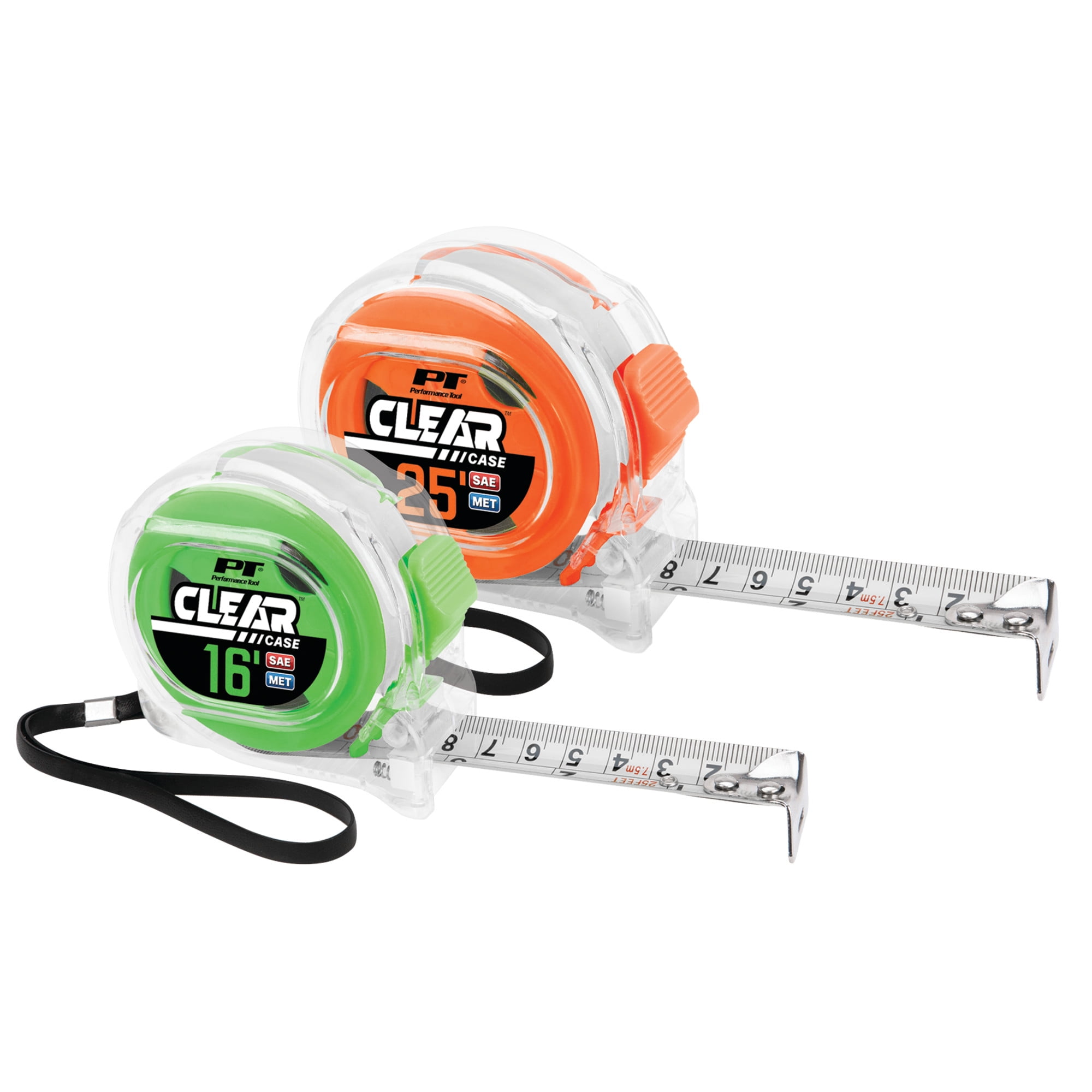 Performance Tool W5038 Clear Tape Measure Set - 16ft. x 3/4in. and 25ft ...