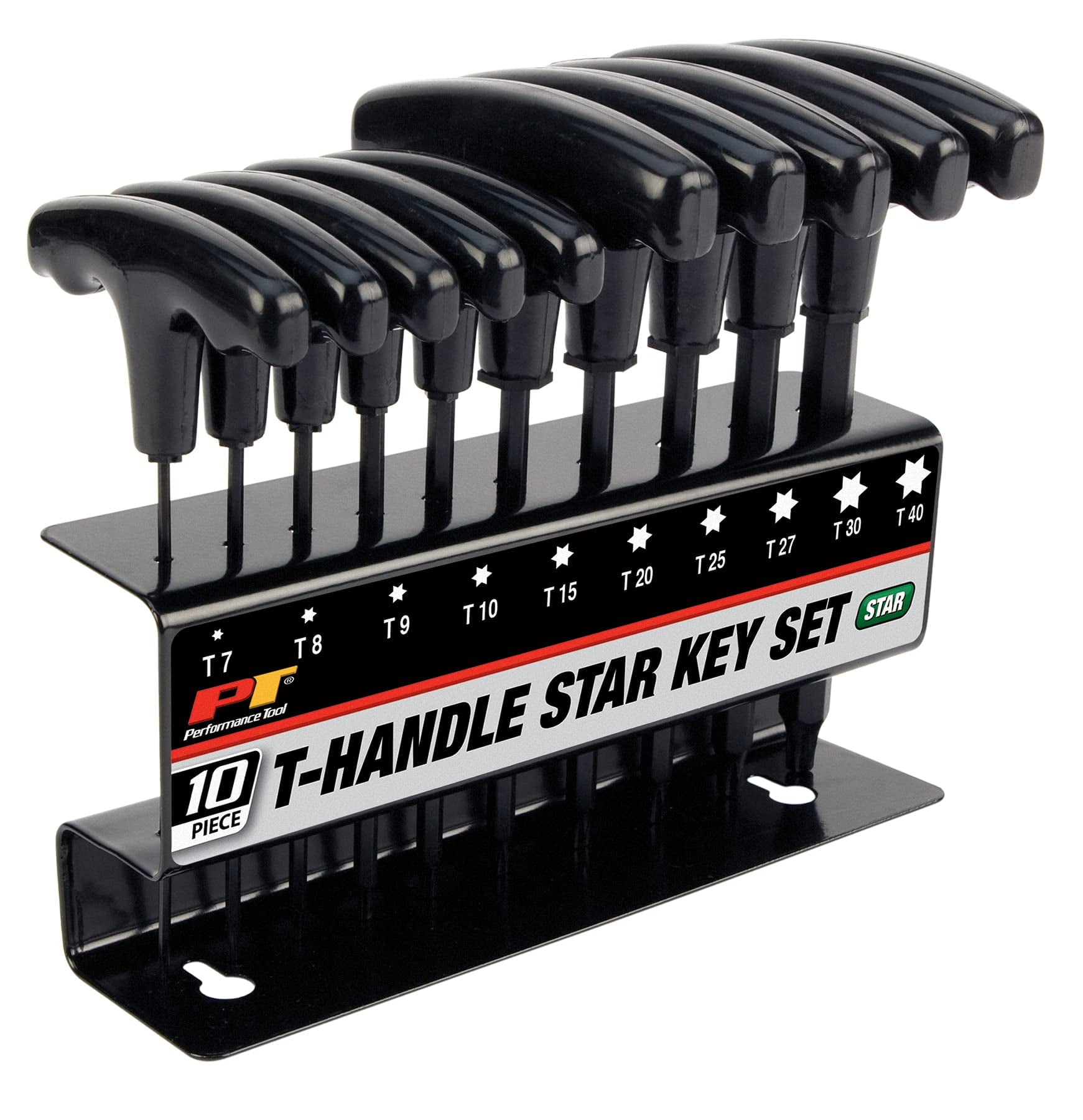 Performance Tool W80276 10-Piece Star T-Handle Allen Wrench Set, Long ...