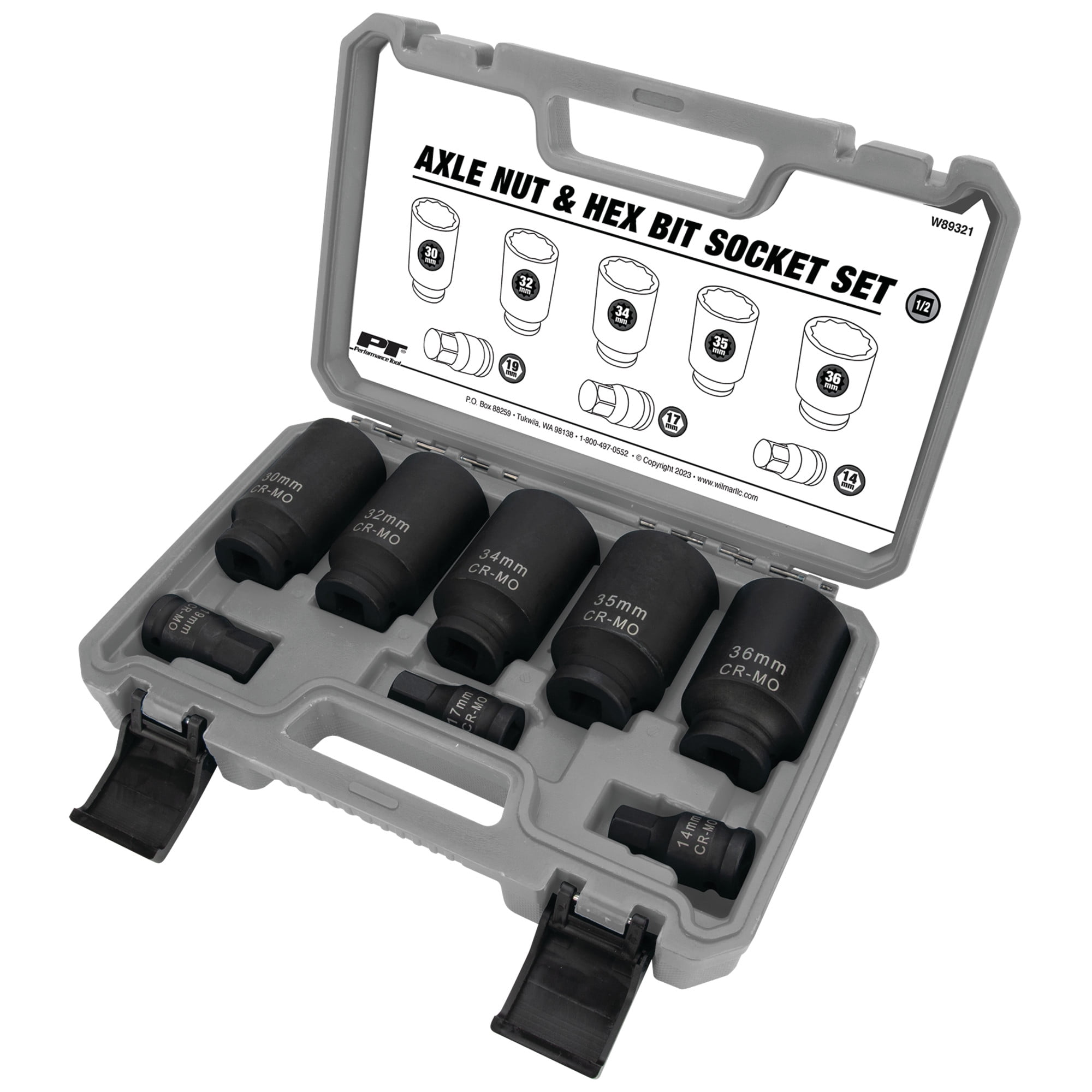 Performance Tool W89321 8 pc. Axle Nut and Hex Bit Socket Set - Walmart.com