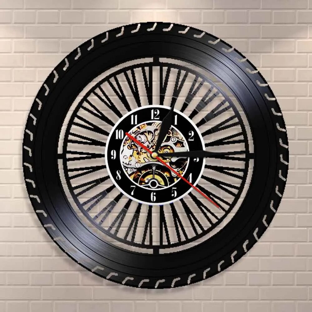 Performance Wheel Vinyl Wall Clock,Vinyl Record Clock Wall Art Black ...