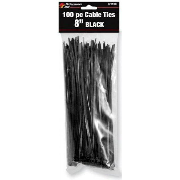 Performancetool W2910 100 Pc 8" Cable Tie Set Black - Walmart Business ...