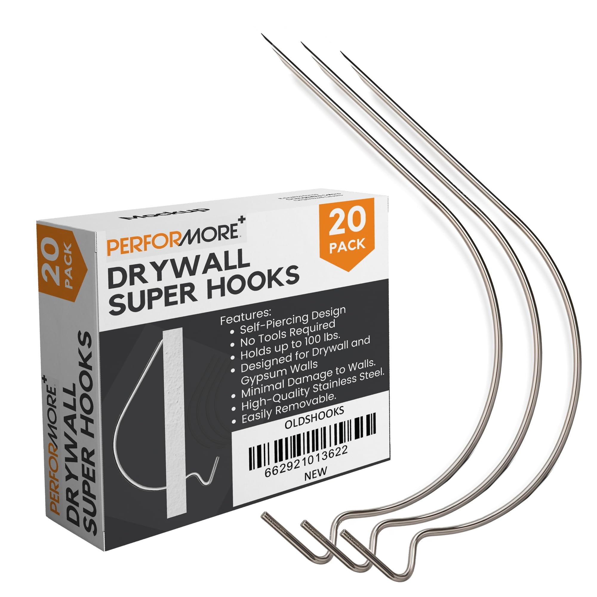 Performore 20 Pack of Stainless Steel Drywall Super Hooks - Heavy-Duty ...