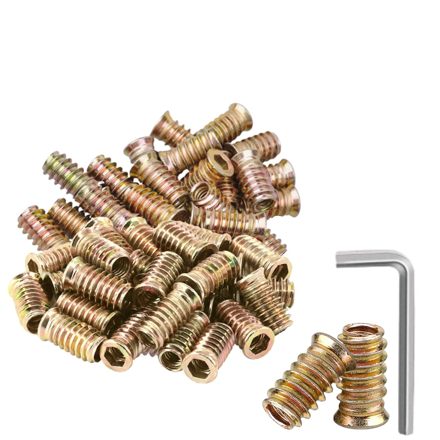 Performore 50 pcs 1 4 20 x 15mm Furniture Screws Threaded with Hex Socket Zinc Plated with One Allen Wrench Walmart