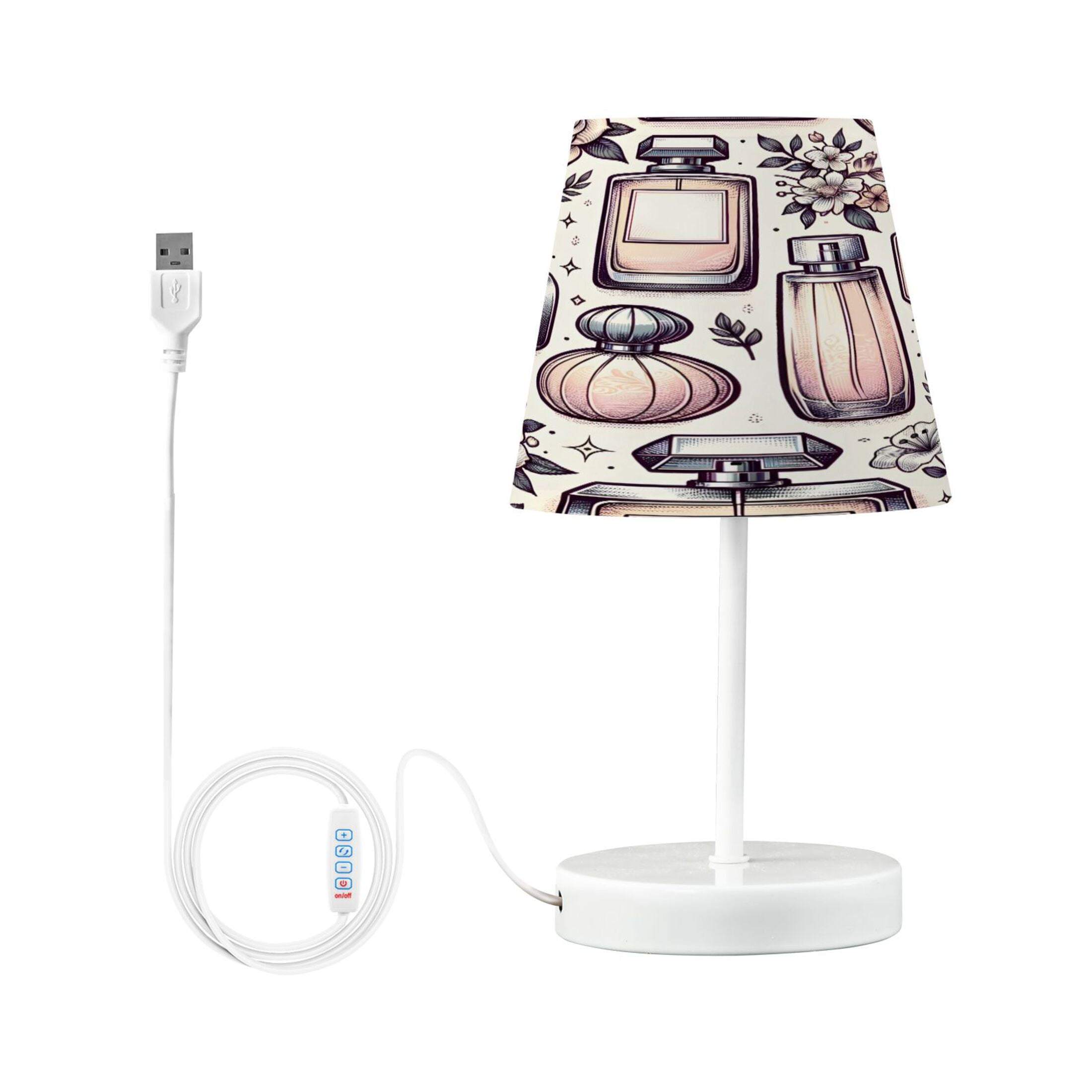 Perfume Bottle and Flower Desk Lamp LED Table Nightstand Lamps with 3 ...