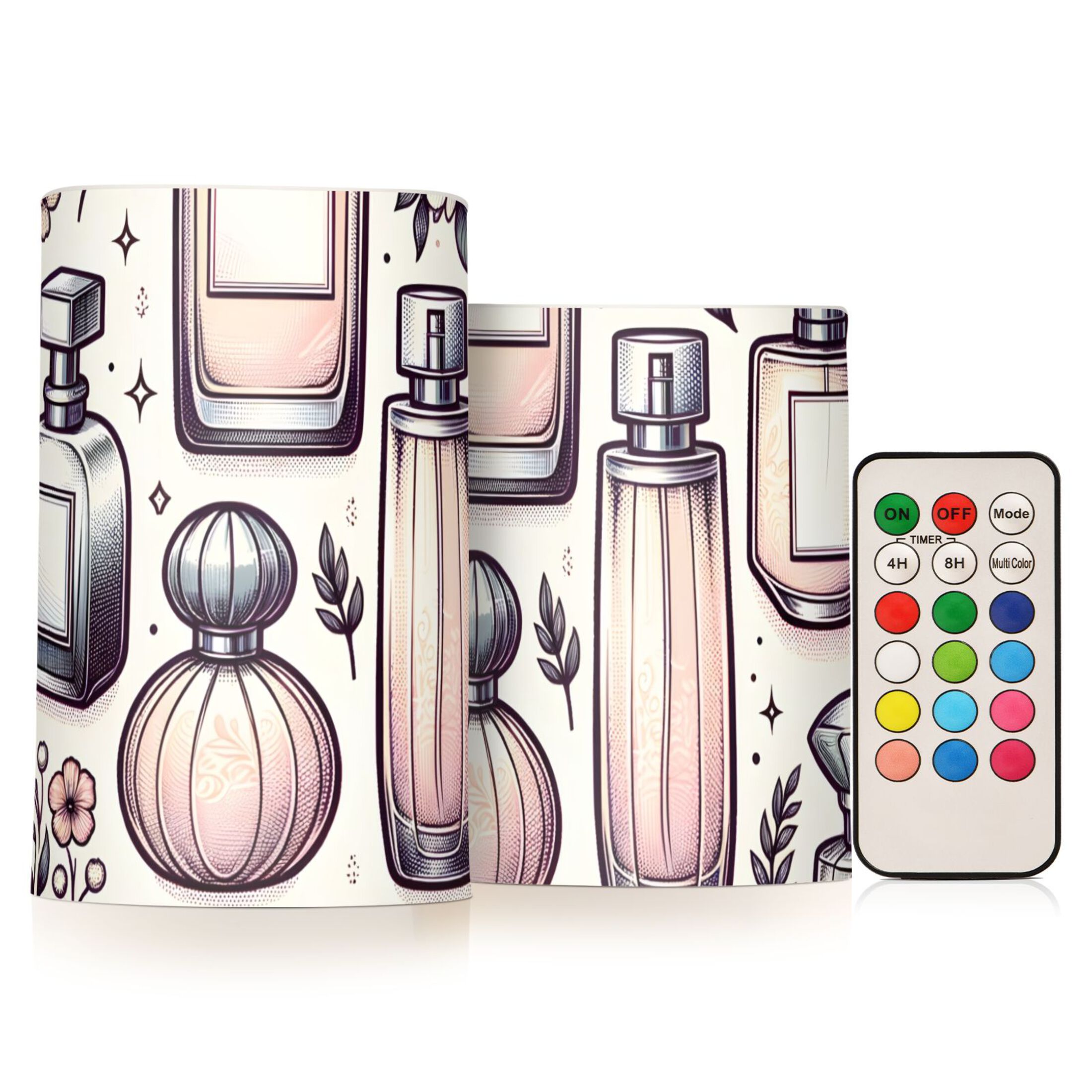 Perfume Bottle and Flower Flameless Candles with Remote Timer LED ...