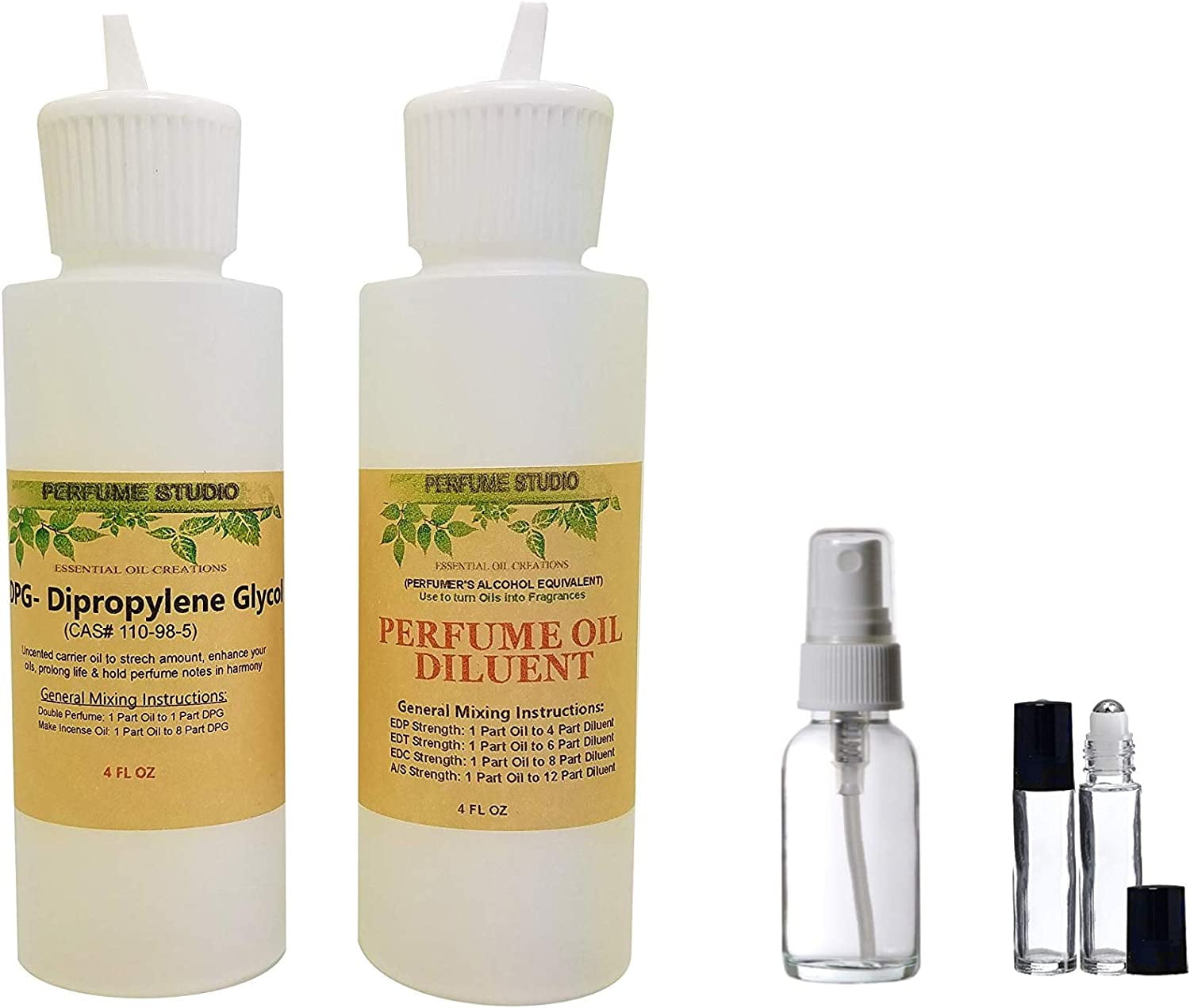 Perfume Making 5-Piece Set; 1, 4oz Perfumer's Alcohol Equivalent ...