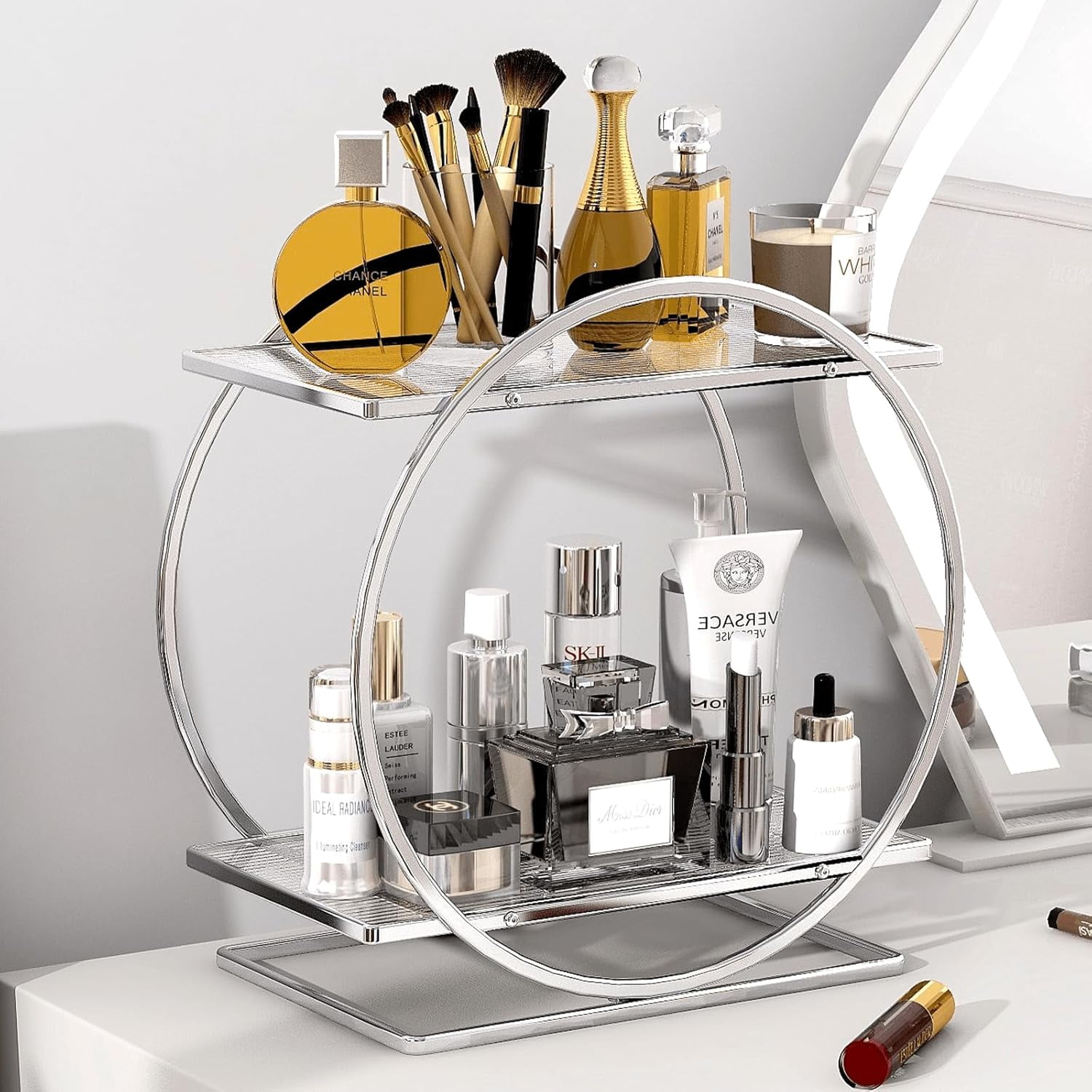 Perfume Organizer for Bedroom Dresser- Sliver Makeup Organizers for ...