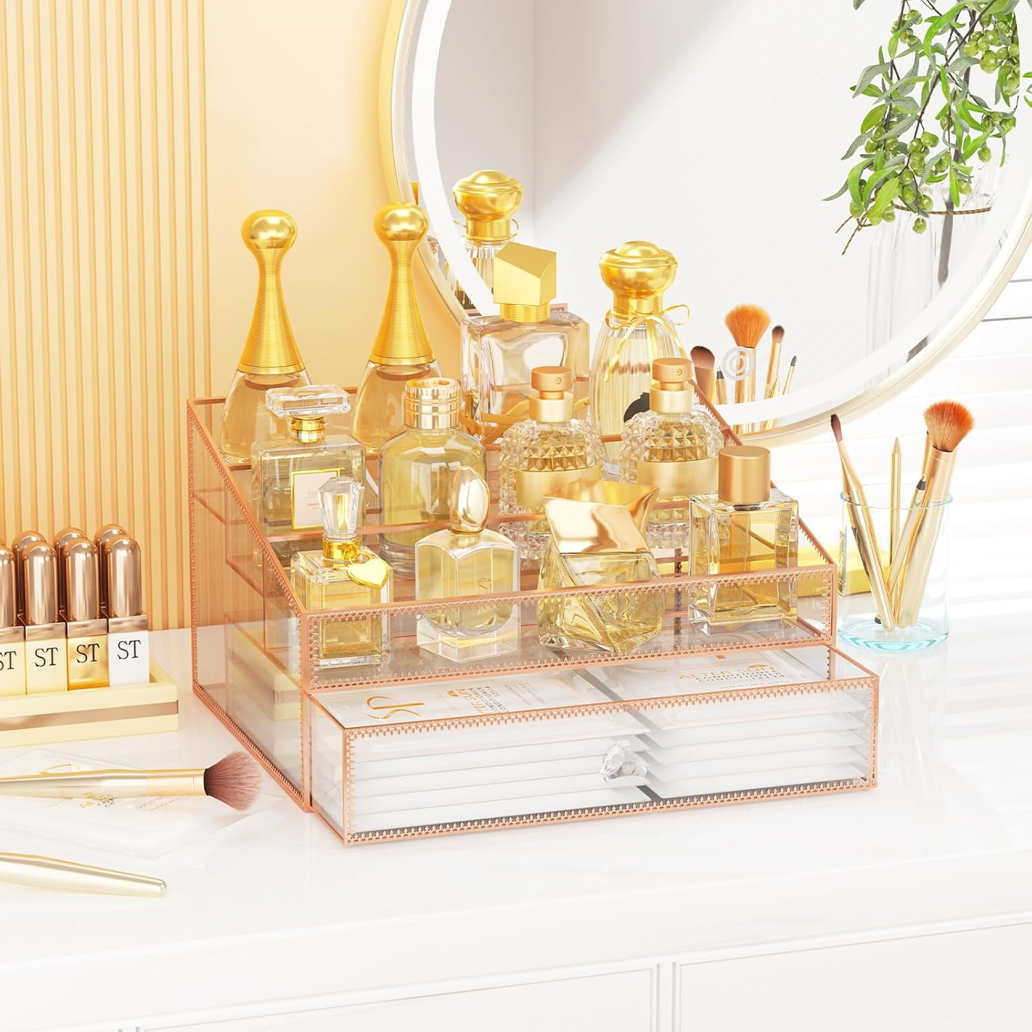 Perfume Organizer For Women, 3 Tier Clear Perfumes Stand for Dresser ...