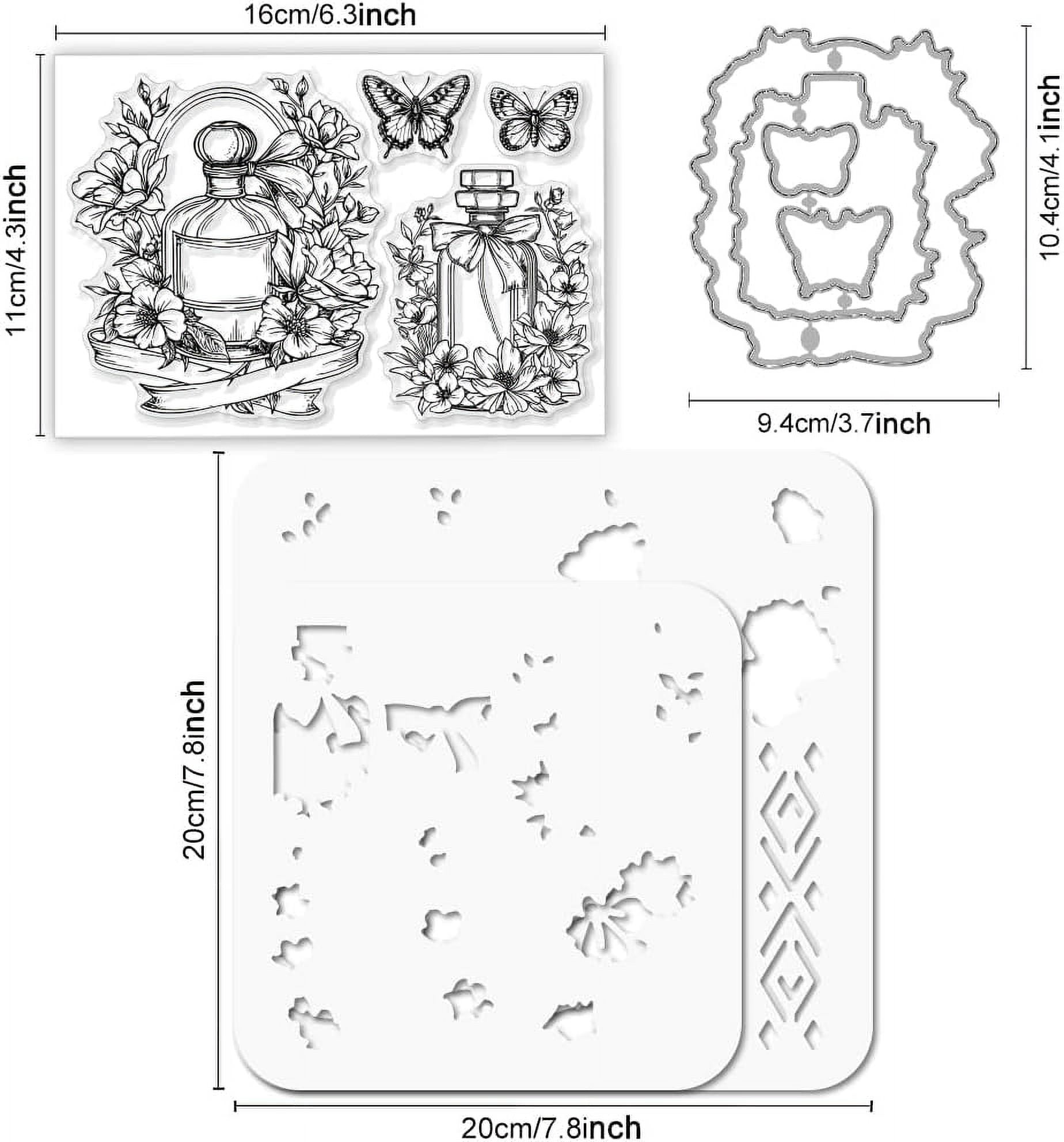 Perfume Vasel Silicone Clear Stamps Metal Flower Butterfly Cutting Die ...