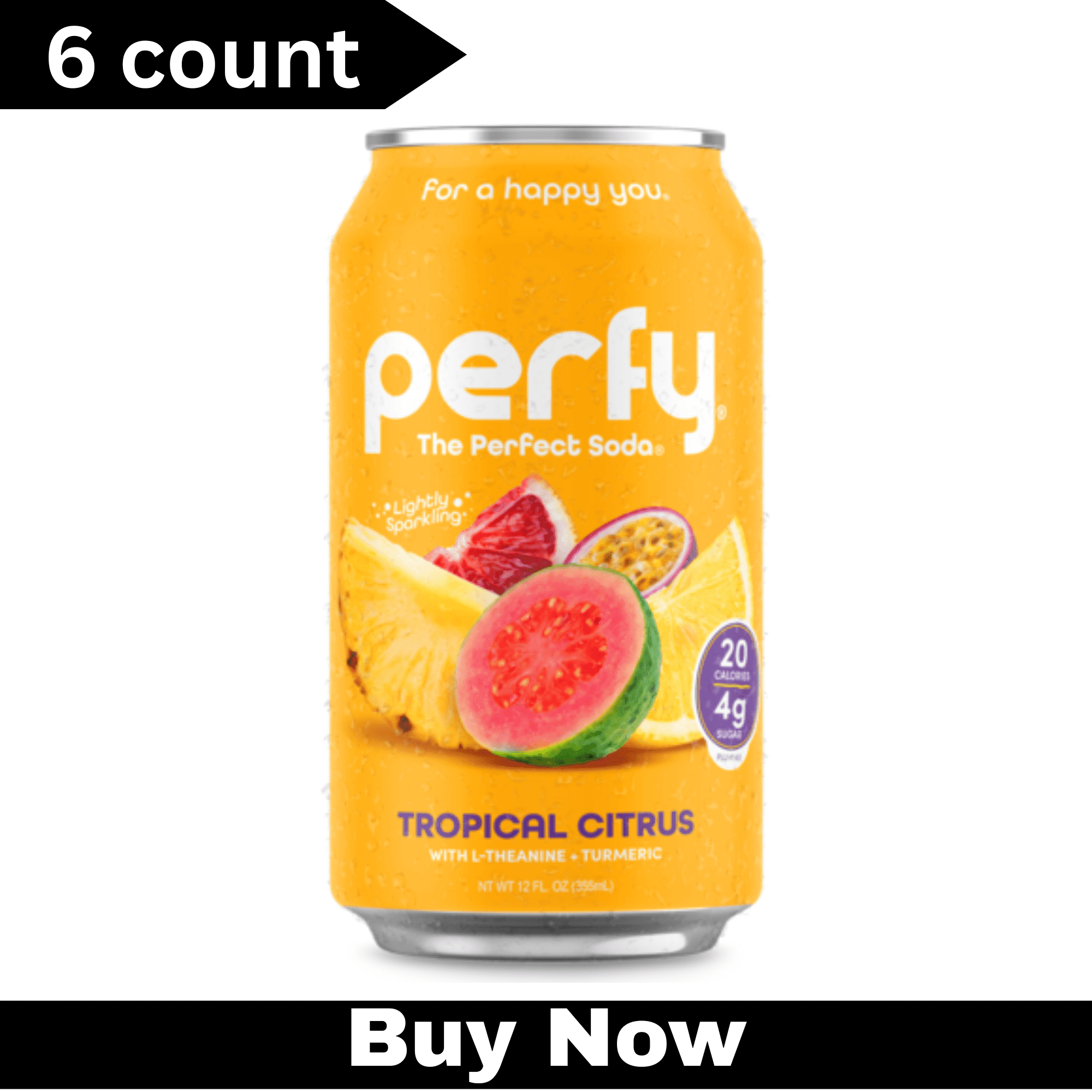 Perfy Tropical Citrus Soda, 12 fl oz Can, 6 Count Pack - Walmart.com