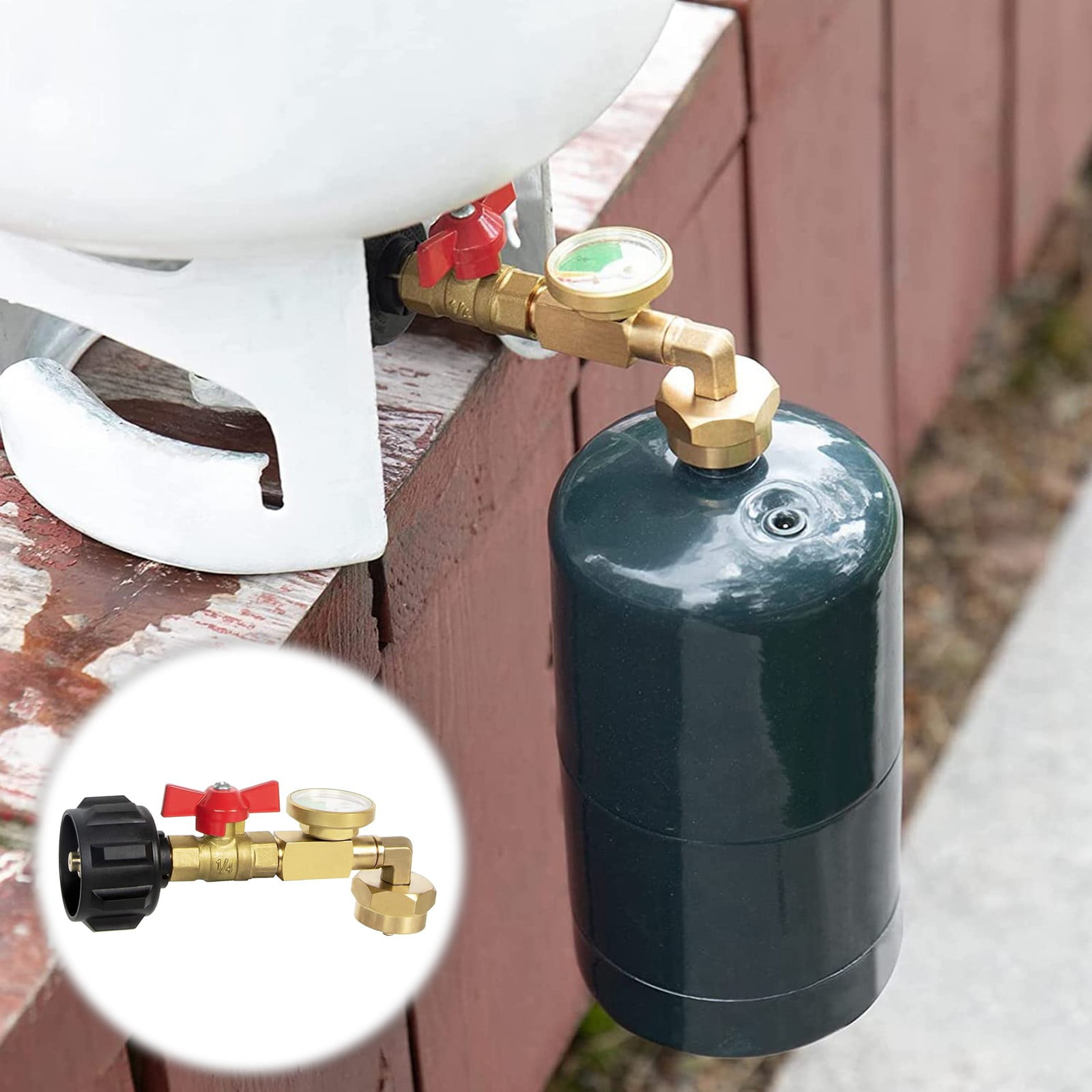 Pergakoff Propane Refuel Adapter with Plug and Gauge - Conveniently ...