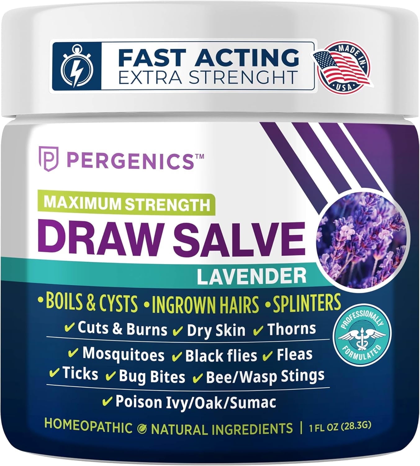 Pergenics Drawing Salve Lavender Ointment for Splinters, Boils, Cysts ...