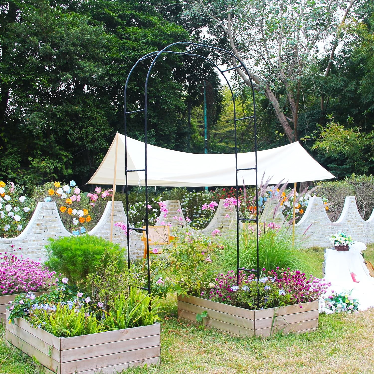 Pergola Arbor Metal+PE Coated, 7.9 Ft H x 4 Ft W, Assemble Freely 3 ...