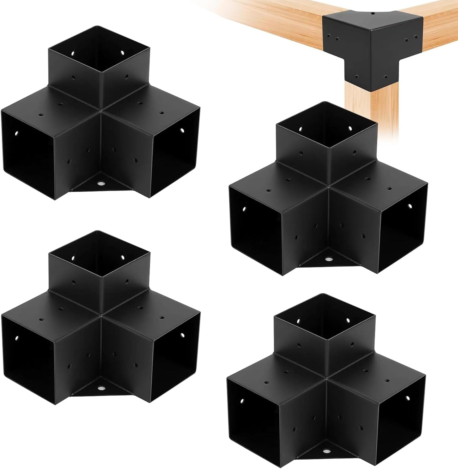 Pergola Bracket Kit, 4pcs Gazebo Brackets Kit, 3-Way Right Angle Corner ...