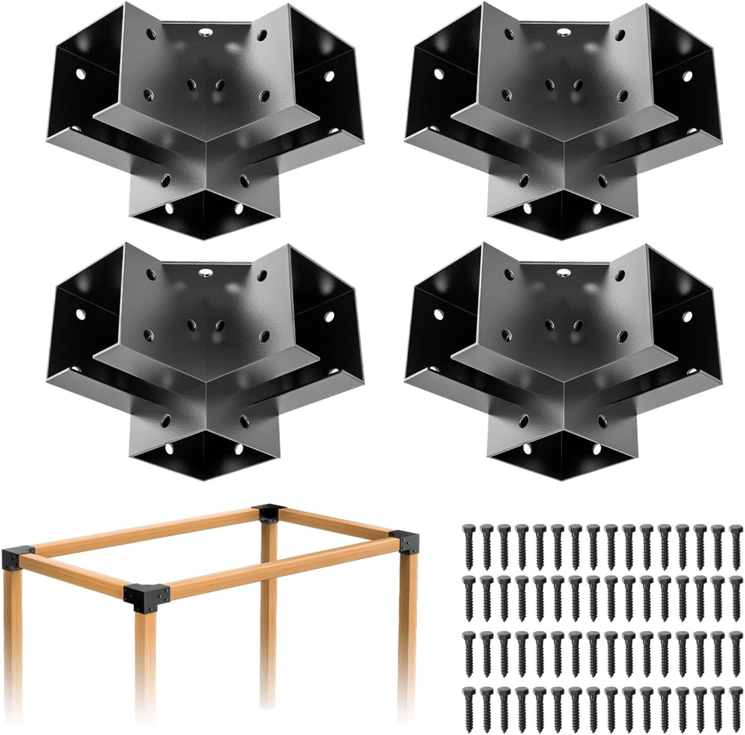 Pergola Brackets 6x6 (Inner Size 5.6x5.6in), 4pcs 3-Way Right Angle ...